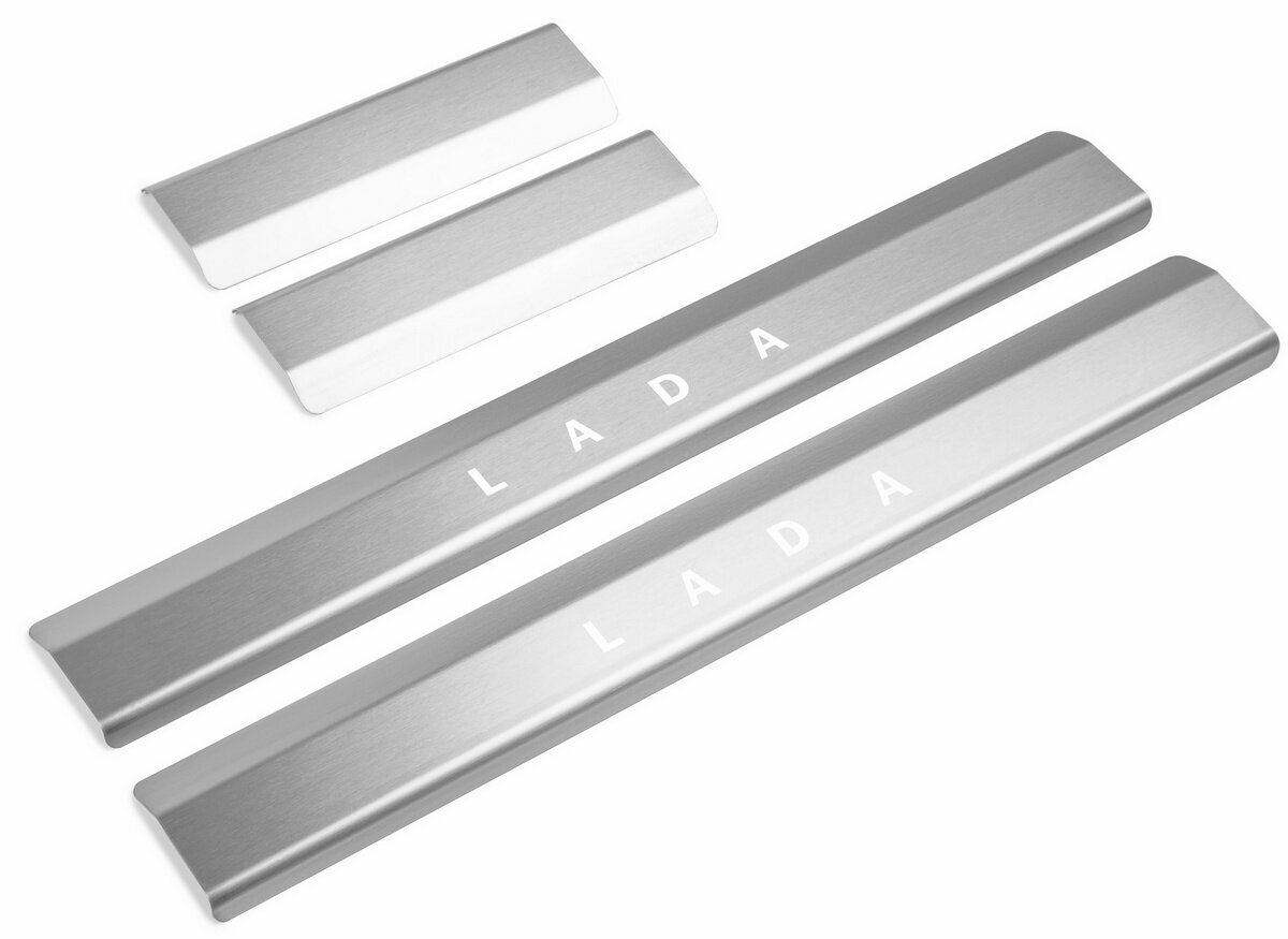 Накладки на пороги Rival для ВАЗ 2110 1995-2014/2111 1997-2009/2112 1999-2009, нерж. сталь, с надписью, 4 шт, NP.6015.3