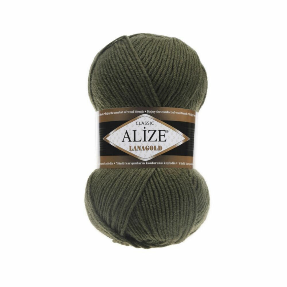 Пряжа для вязания Alize Lanagold classic 29 хаки 100 гр/240 м 49% шерсть, 51% акрил