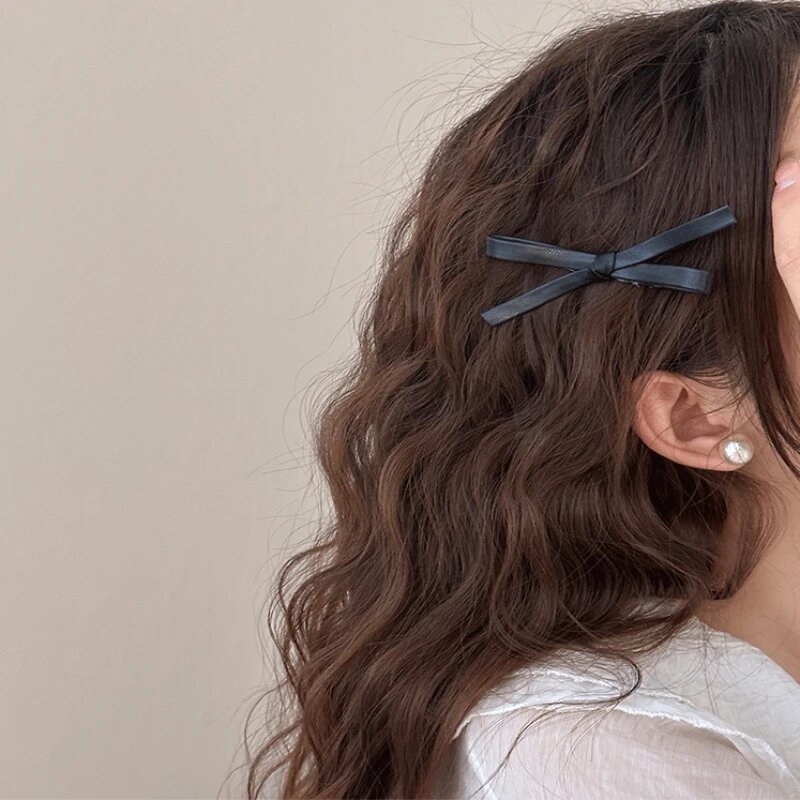Искусственные кожаные заколки для волос с бантом