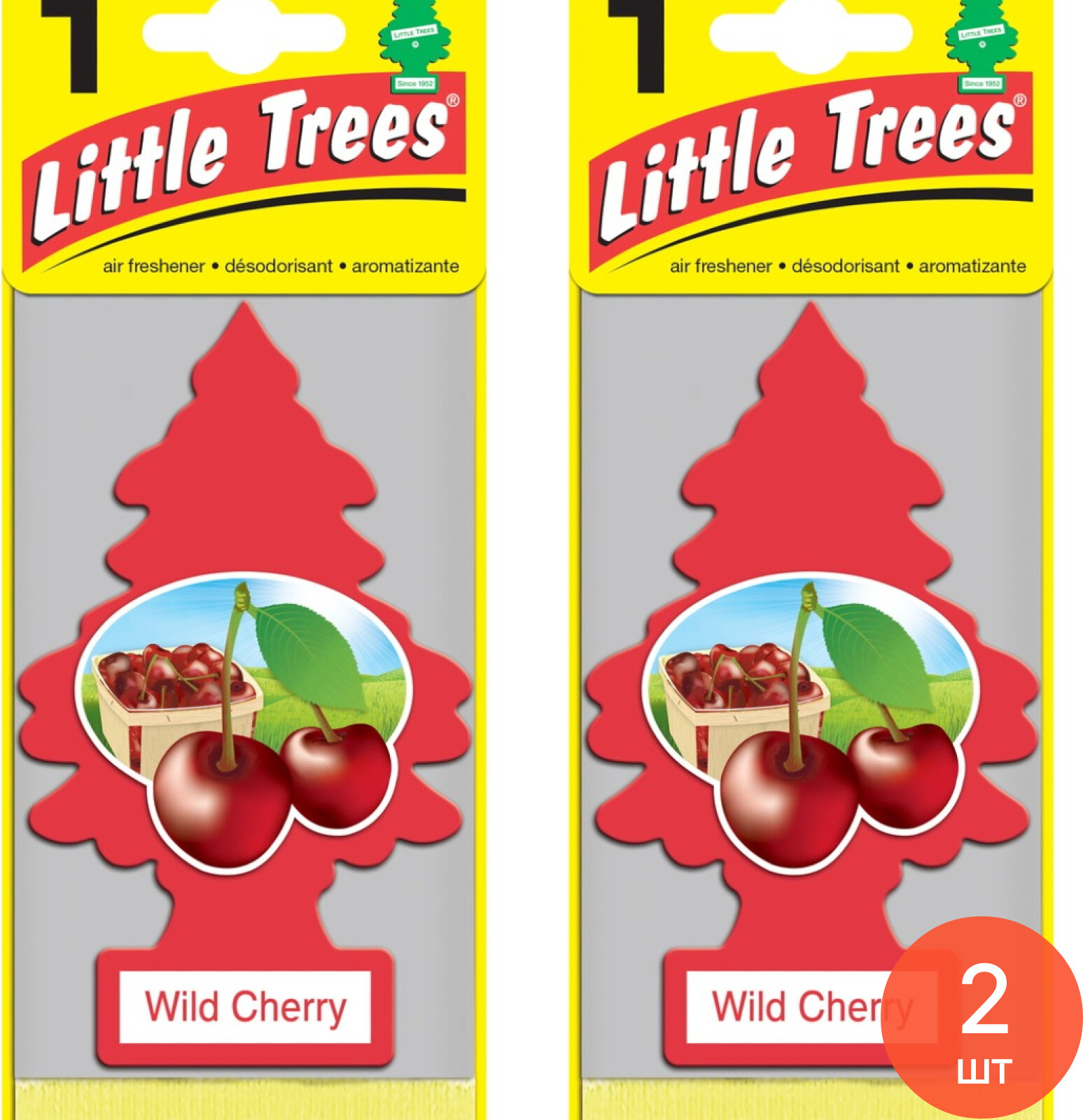Ароматизатор автомобильный Little Trees / Литтл Трис Ёлочка Wild Cherry подвесной, дикая вишня / автотовары (комплект из 2 шт)