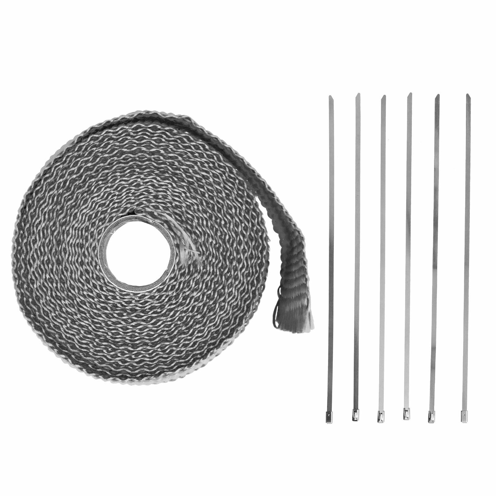 Изоляционная лента для теплоизоляции выхлопных газов, 5 м, армированная стекловолокном, стяжка из легированной стали для автомобиля, мотоцикла, черная, термостойкая, шумоподавление