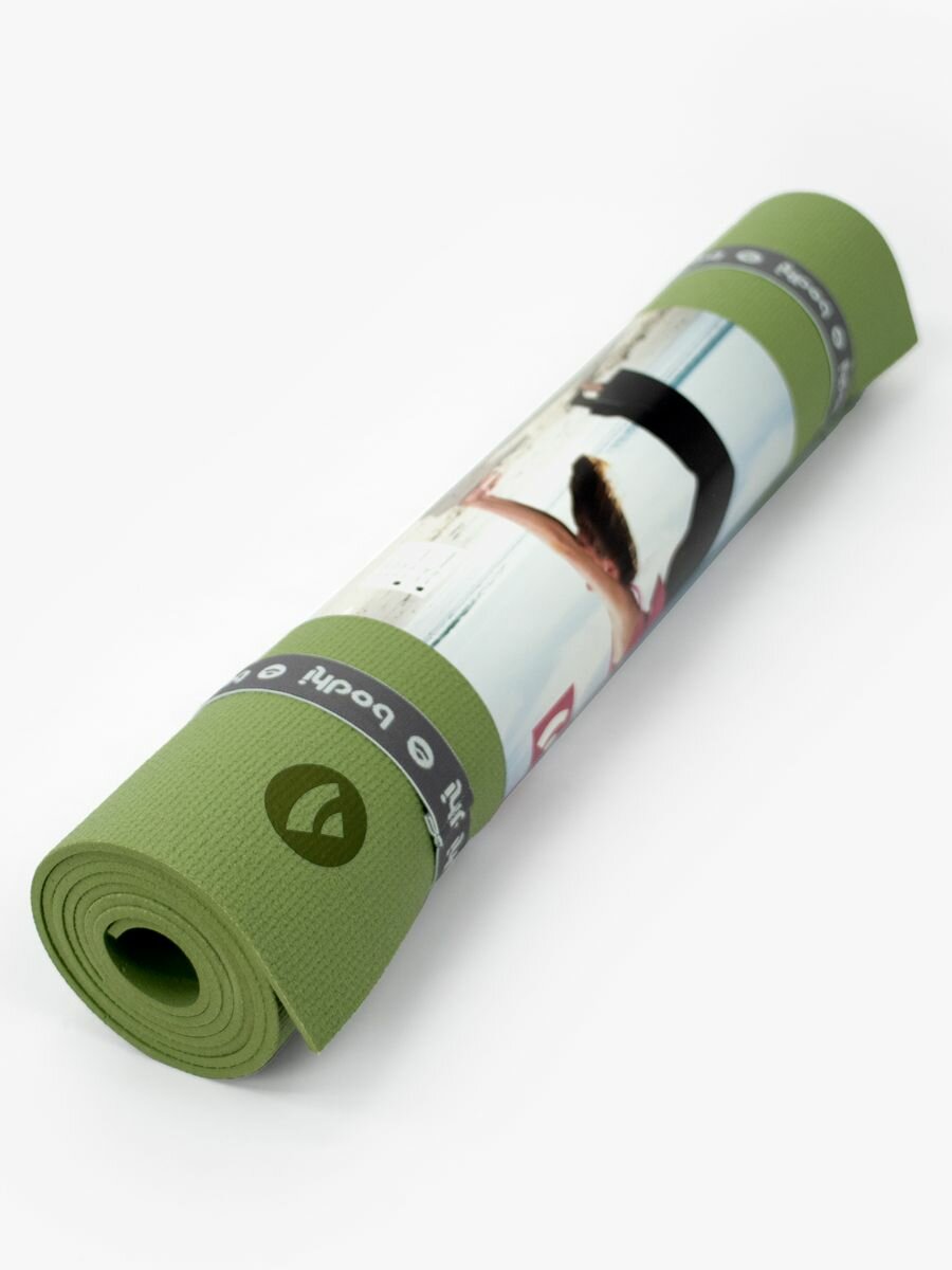 Rishikesh Premium 185 х 60 х 0,45 см, зеленый коврик для йоги и фитнеса Ришикеш Премиум, прочный и нескользящий из Германии, Bodhi Бодхи