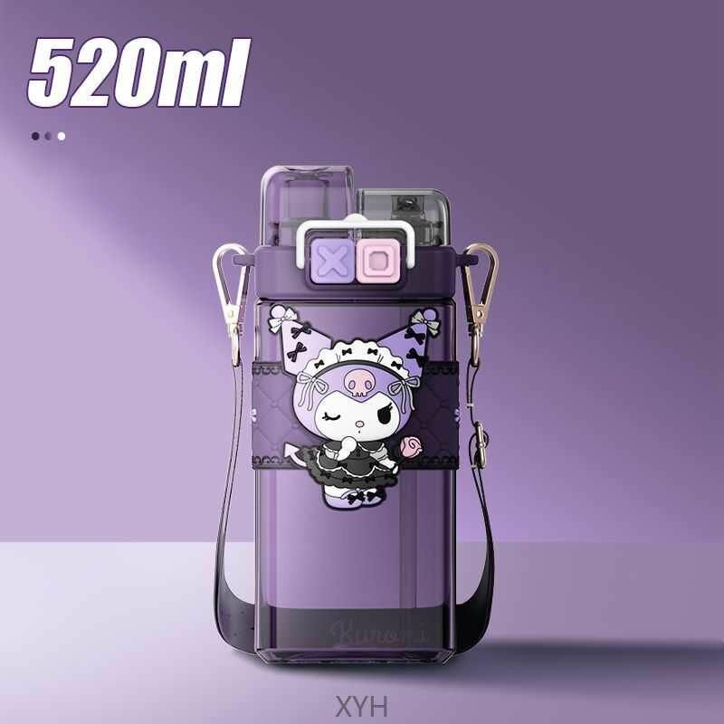 Бутылка для воды детская, Прямое Питье, Соломинка, Куроми/ Kuromi,520 Мл с трубочкой, 0.52 л, 1 шт