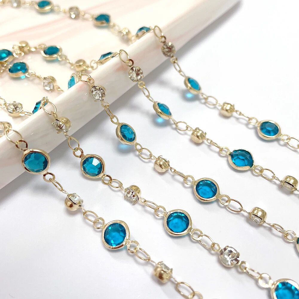 Цепочка для бижутерии, голубой цвет KC-Peacock blue