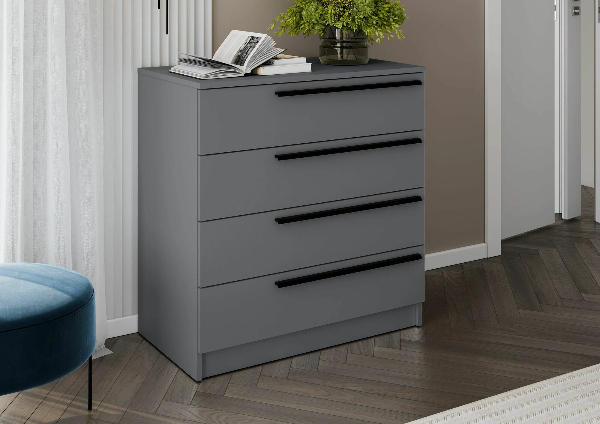 Комод с ящиками Берген КМ-800, серый графит/серый графит (Интерьер-Центр)