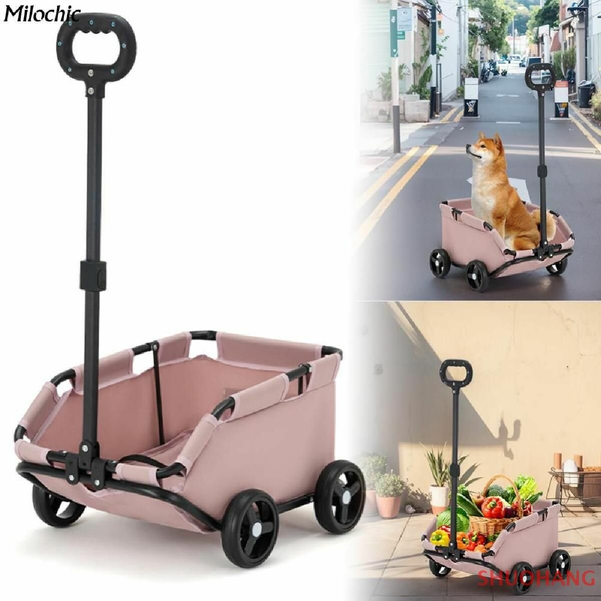 Складная коляска для собак, 4 колеса, переноска для кошек, коляска для собак и кошек