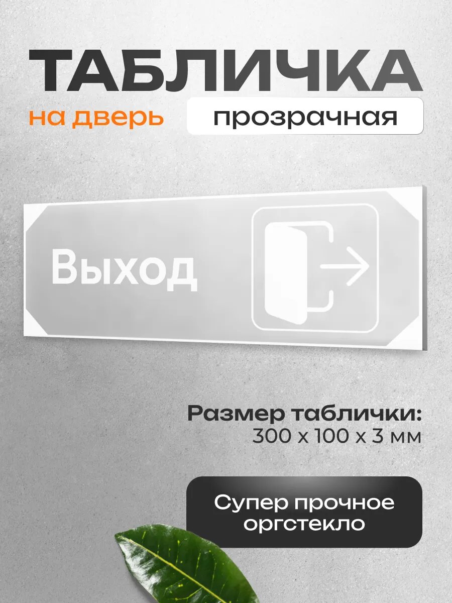 Информационная табличка AcrylPoint "Выход", самоклеящаяся, двусторонняя, ширина 30 см