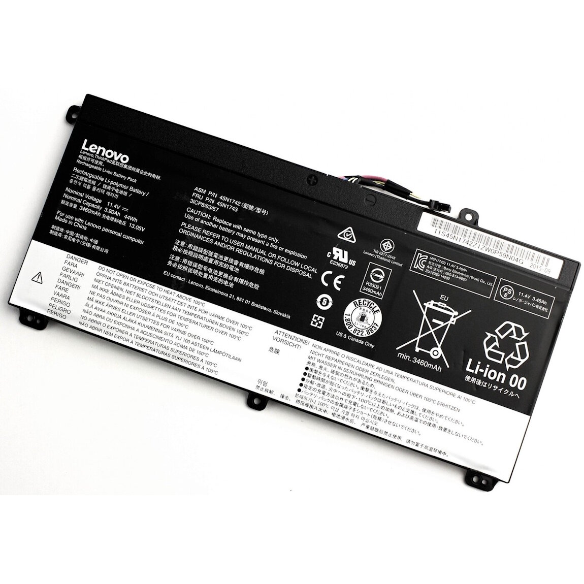 Аккумулятор для Lenovo (45N1742) ThinkPad T550, W550, 44Wh, 3900mAh, 11.4V