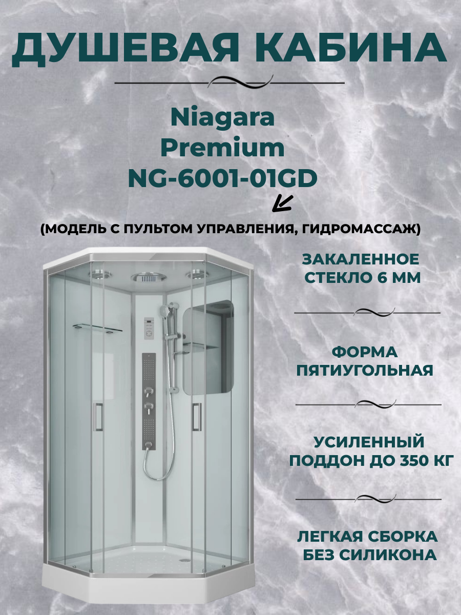Душевая кабина Niagara Premium NG-6001-01GD