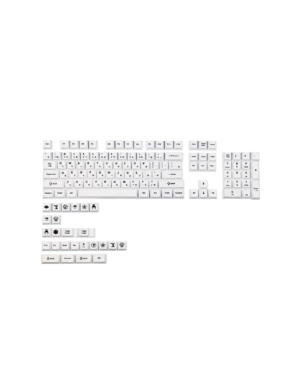 PBT 129Keys Cherry Profile DYE-Sub Japanese Keycap Minimalist White Theme Suitable for MX Cherry Mechanical Keyboard