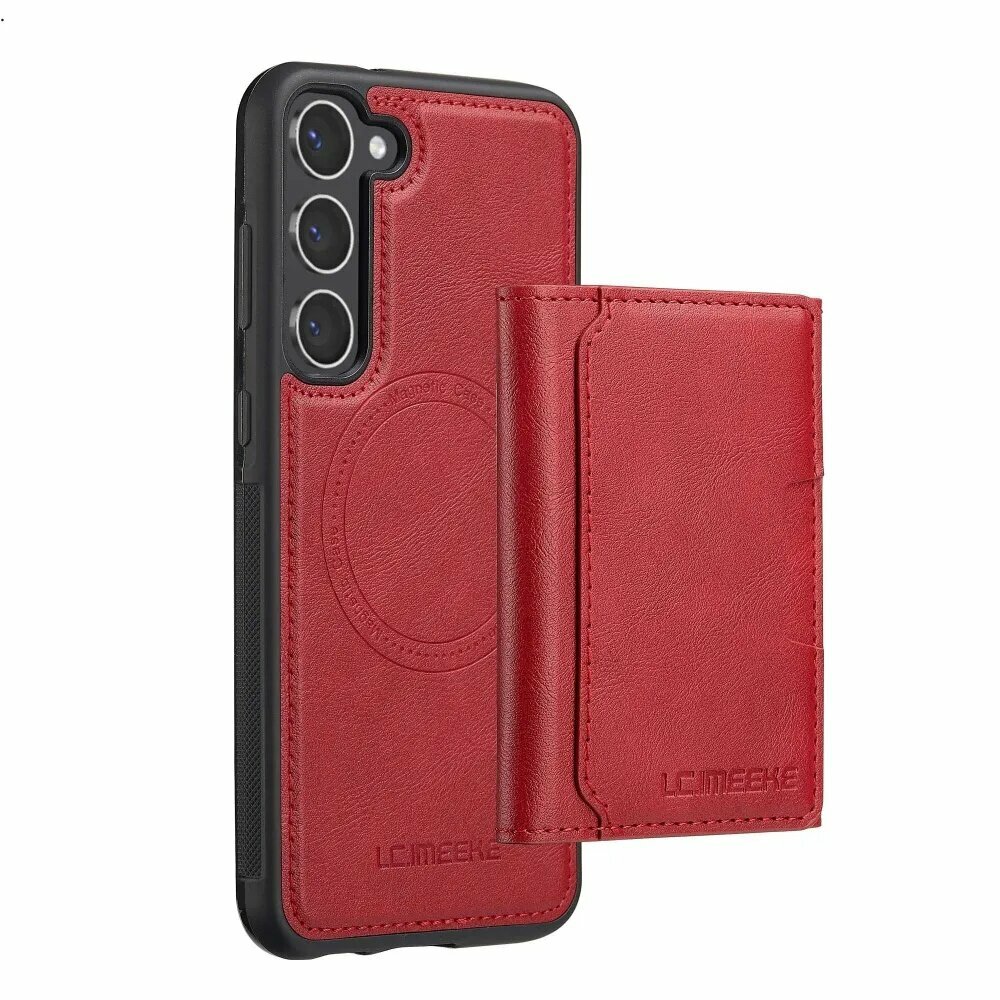 LCIMEEKE Чехол для Samsung Galaxy S25+, S25 Plus/ Самсунг Галакси С25+, C25 Плюс, магнитный Magsafe кожаный защитный раскладной чехол-кошелек с блокировкой RFID/автомобильный держатель