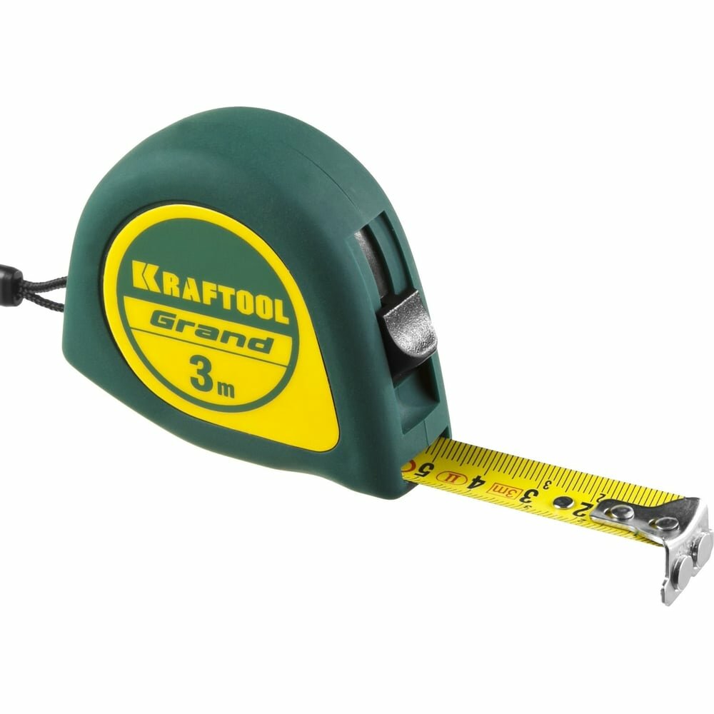 Рулетка KRAFTOOL Grand обрезиненный пластиковый корпус, 3м х 16мм 34022-03-16