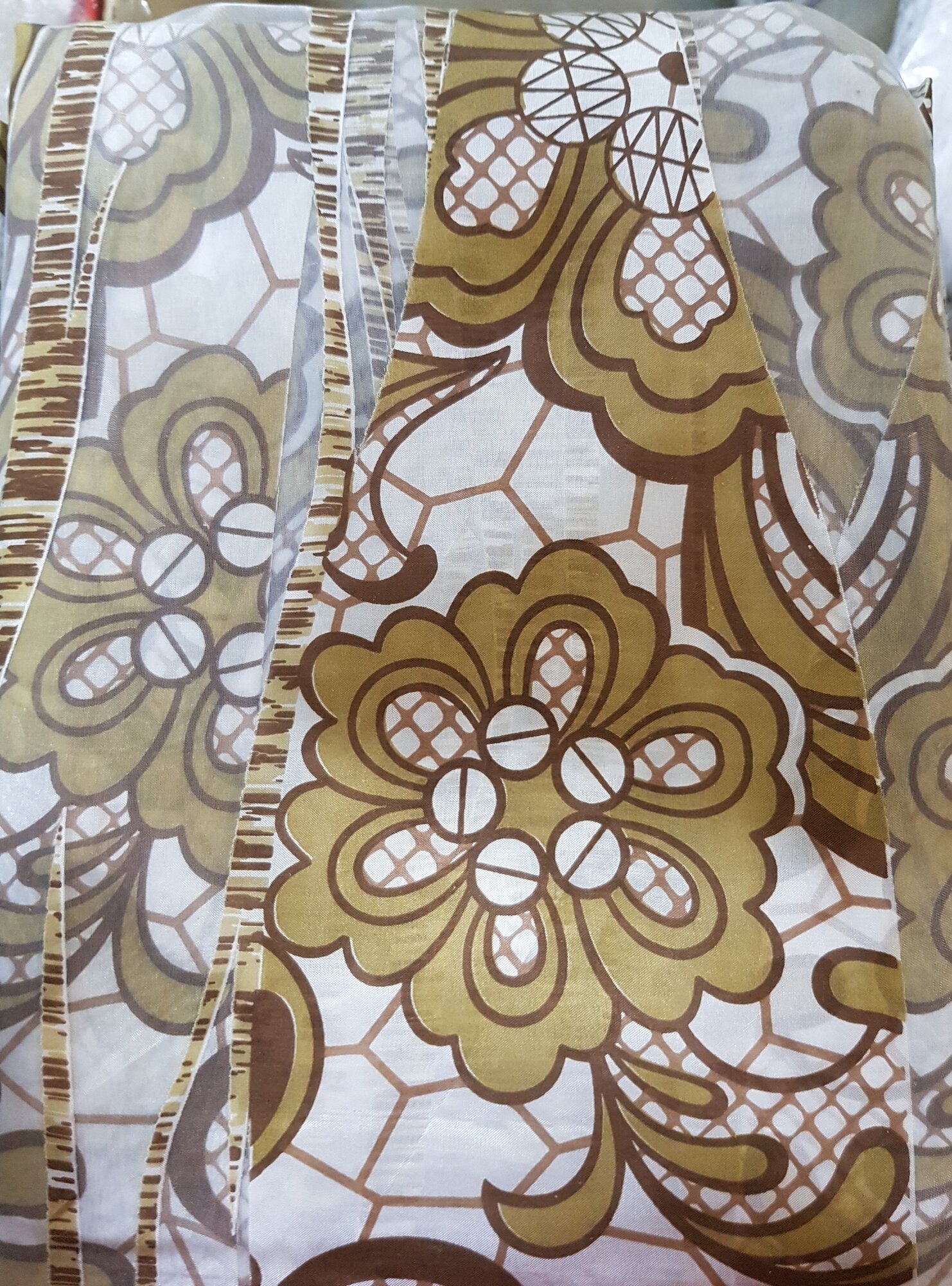 !09 Тюль " Деворе" 300*270 см, коричневая, шторная лента