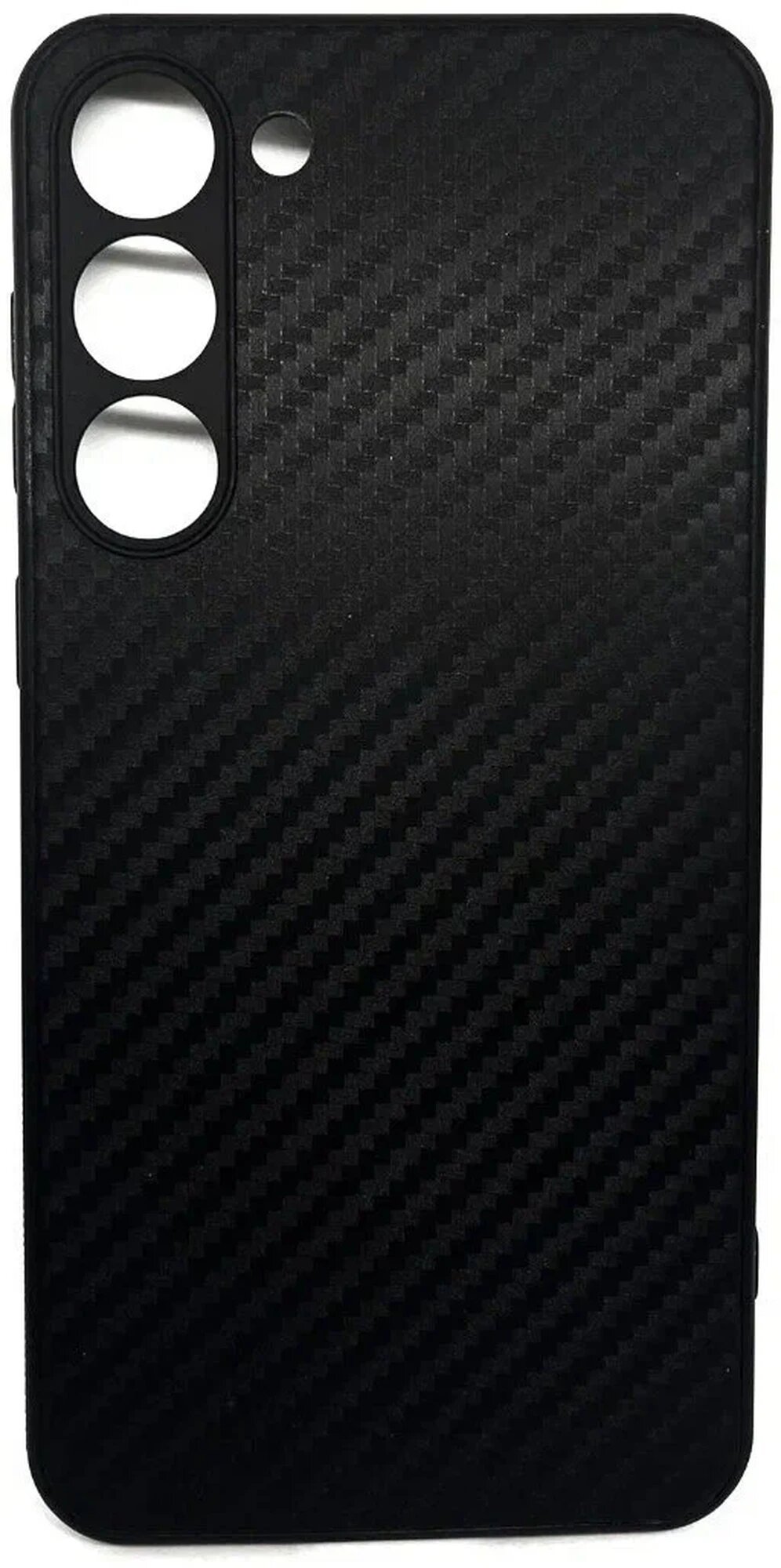 Силиконовый чехол для Samsung Galaxy S23 с защитой камеры, карбон, черный