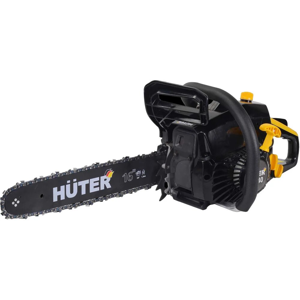 Бензопила Huter BS-40, бытовая, двухтактный двигатель с виброзащитой и легким запуском, резиновая рукоятка