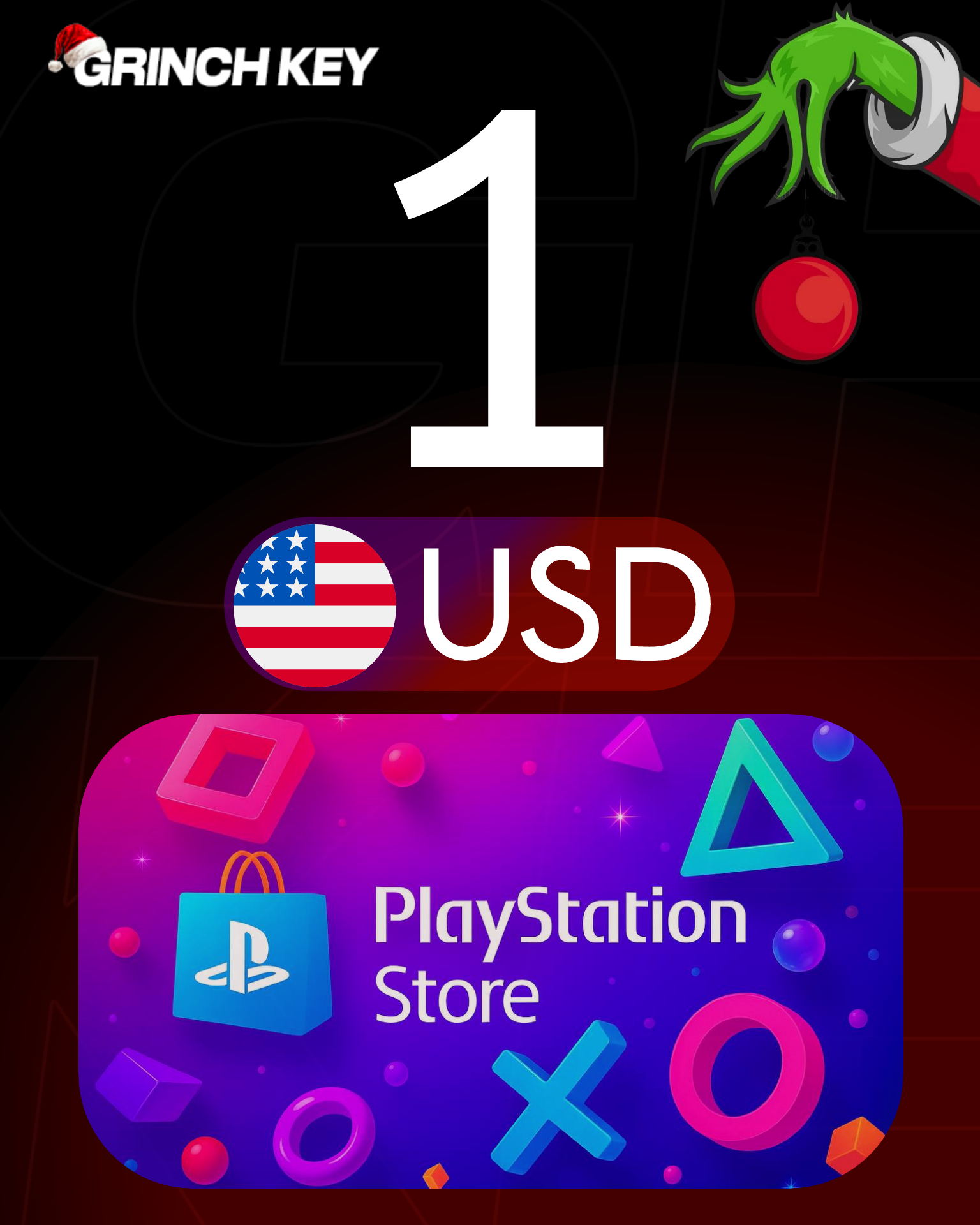 Подарочная карта PlayStation Store 1$ США (USA) | Пополнение счета PS Store | Цифровой код. Gift Card Playstation Store