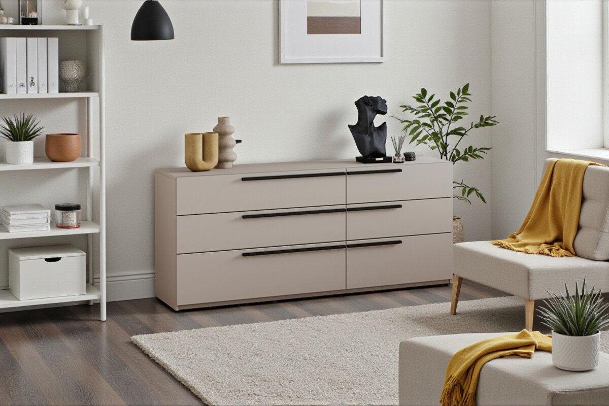 Комод Лорена Пакс-3 Кашемир 5981 BS NOW 160x44x70 см, бежевый Фиеста