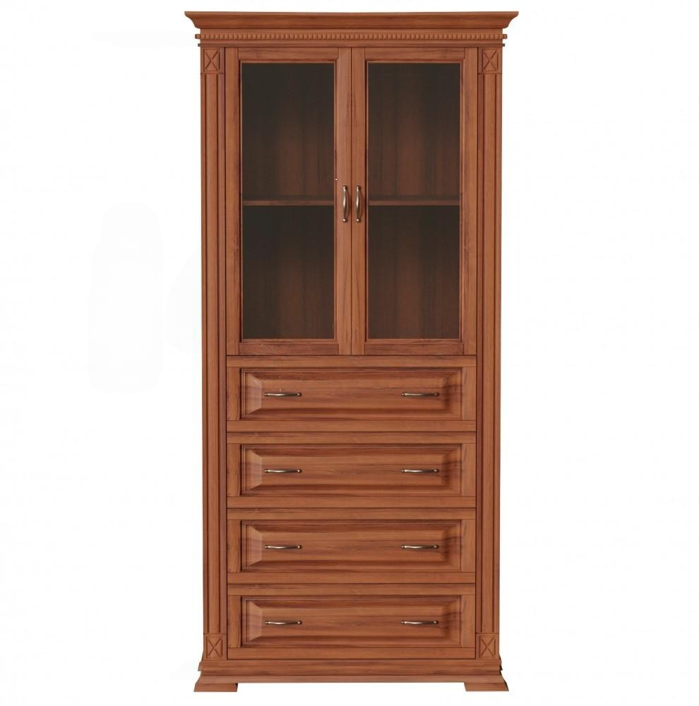 Шкаф-витрина "Верди Premium" 074, цвет-дуб 2, 90х40х190 см, 4 ящика, 2 дверки.