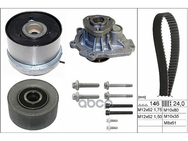 Ремкомплект ГРМ С водяным насосом CHEVROLET AVEO (T250, T255, T300), C Ina арт. 530072430