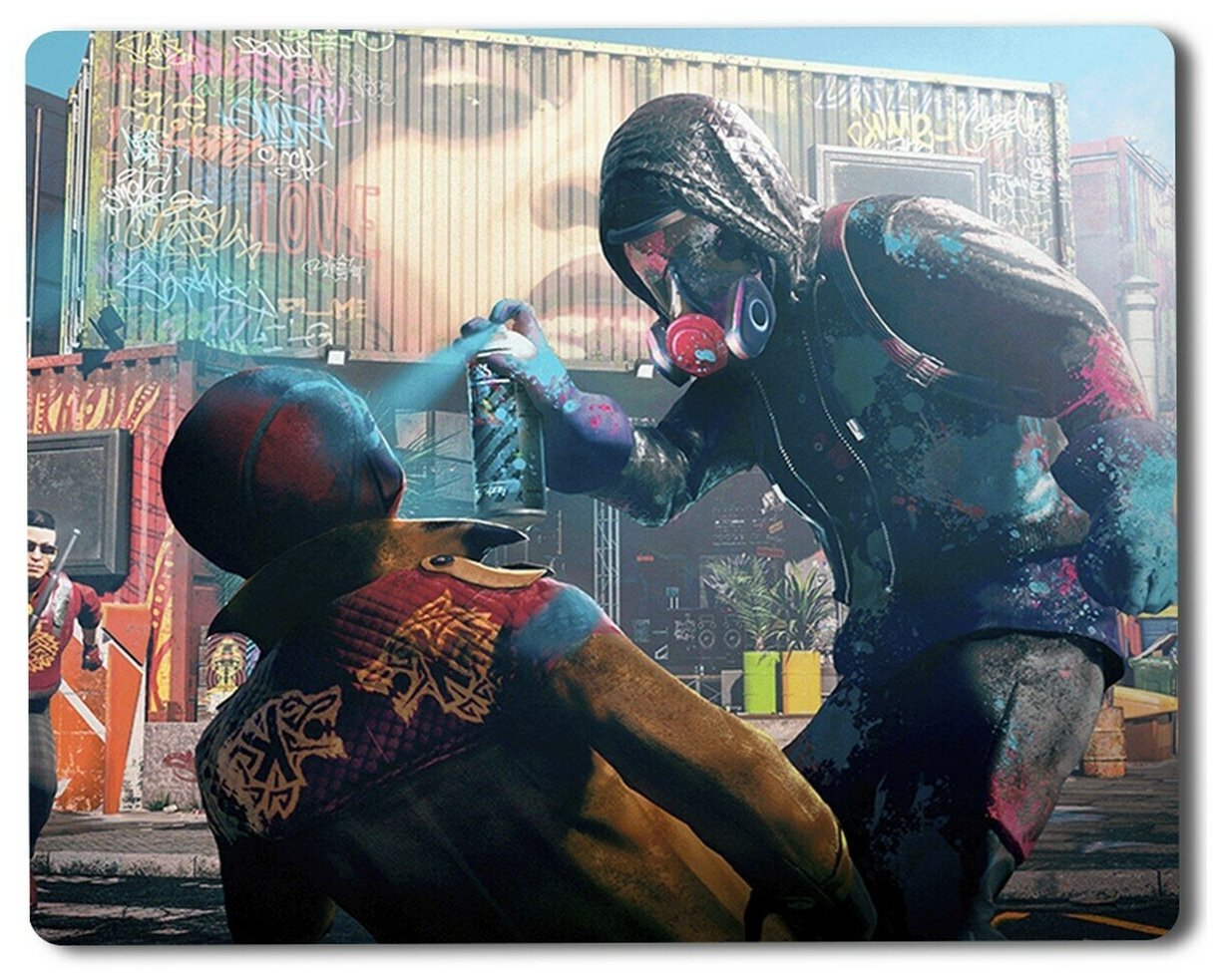 Геймерский коврик Watch Dogs Legion ватч догс, легион, персонаж, кибер, хакеры, маски, анонимы -6