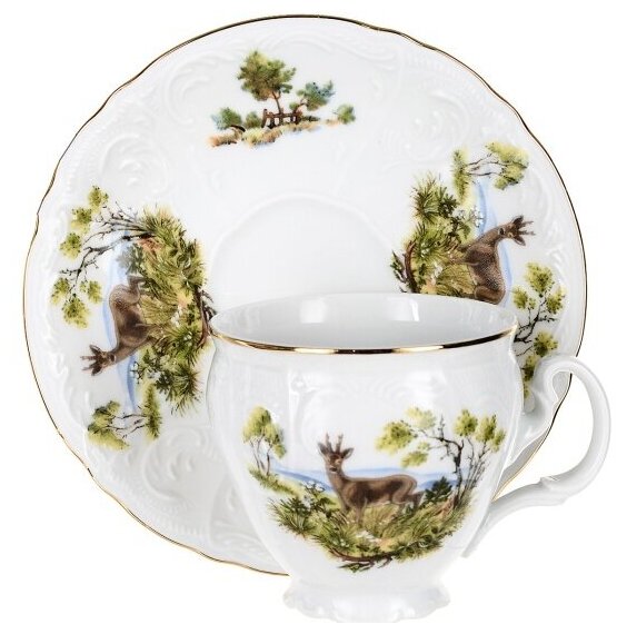 Набор чайных пар Bernadotte "Охотничьи сюжеты" 12 предметов (БТФ0969)