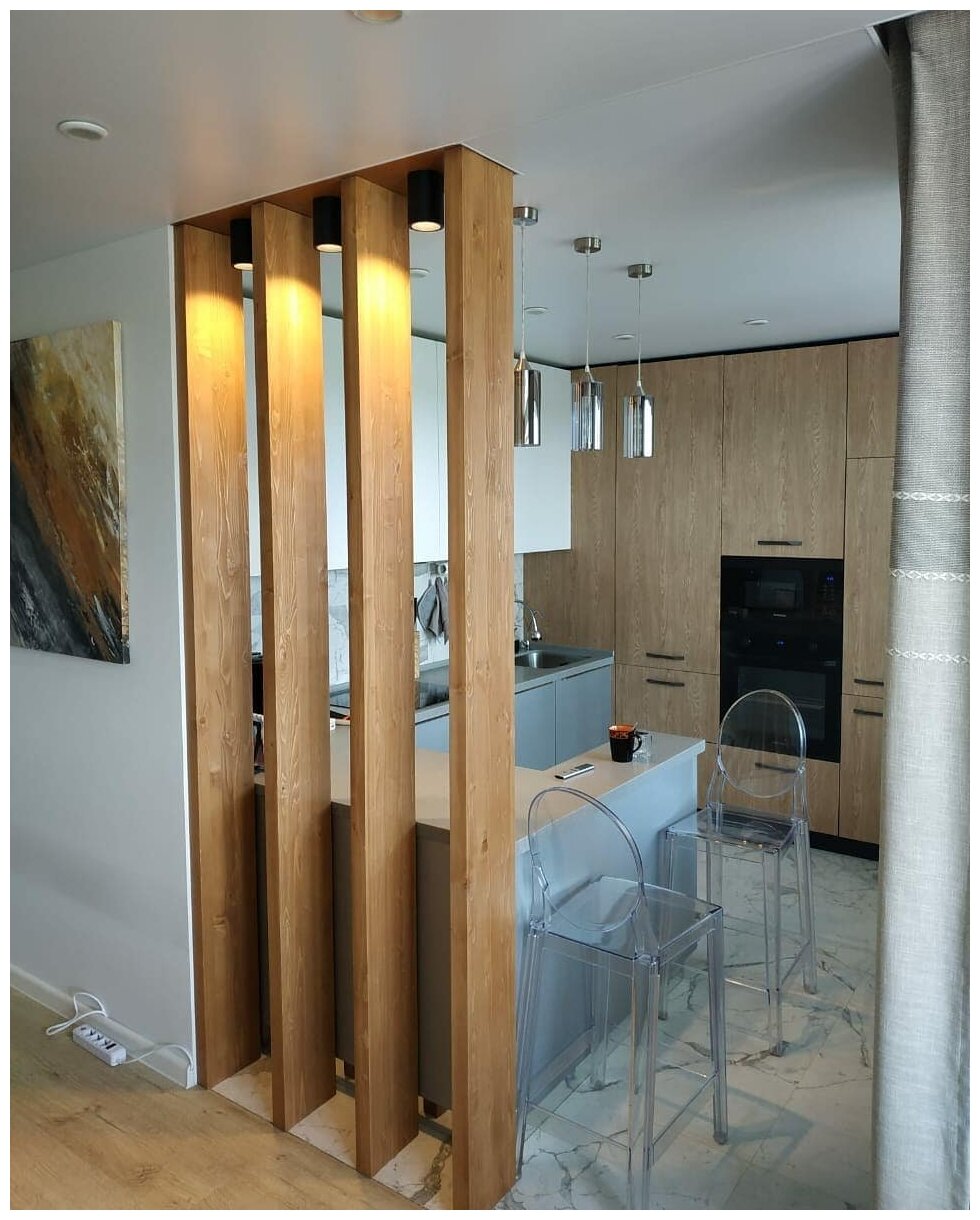 Перегородка 50х200мм с подсветкой из Сосны. Стоимость указана за 1 брус.