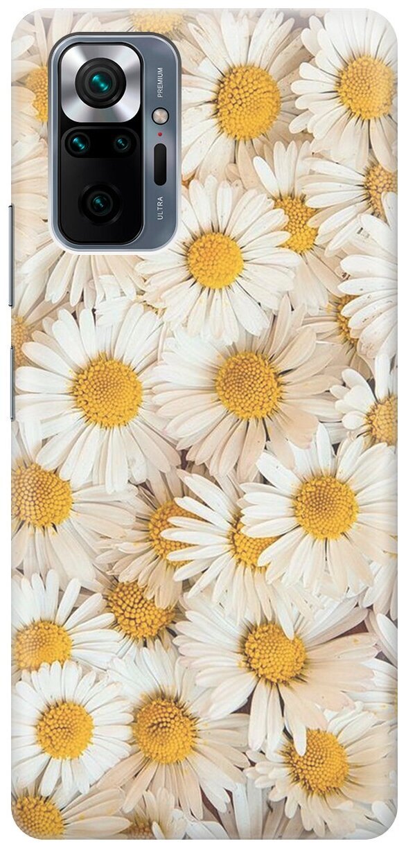 Силиконовый чехол Много ромашек на Xiaomi Redmi Note 10 Pro / Сяоми Редми Ноут 10 Про