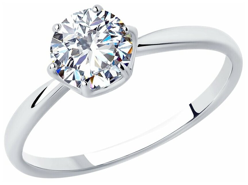 Кольцо, серебро, 925 проба, родирование, фианит