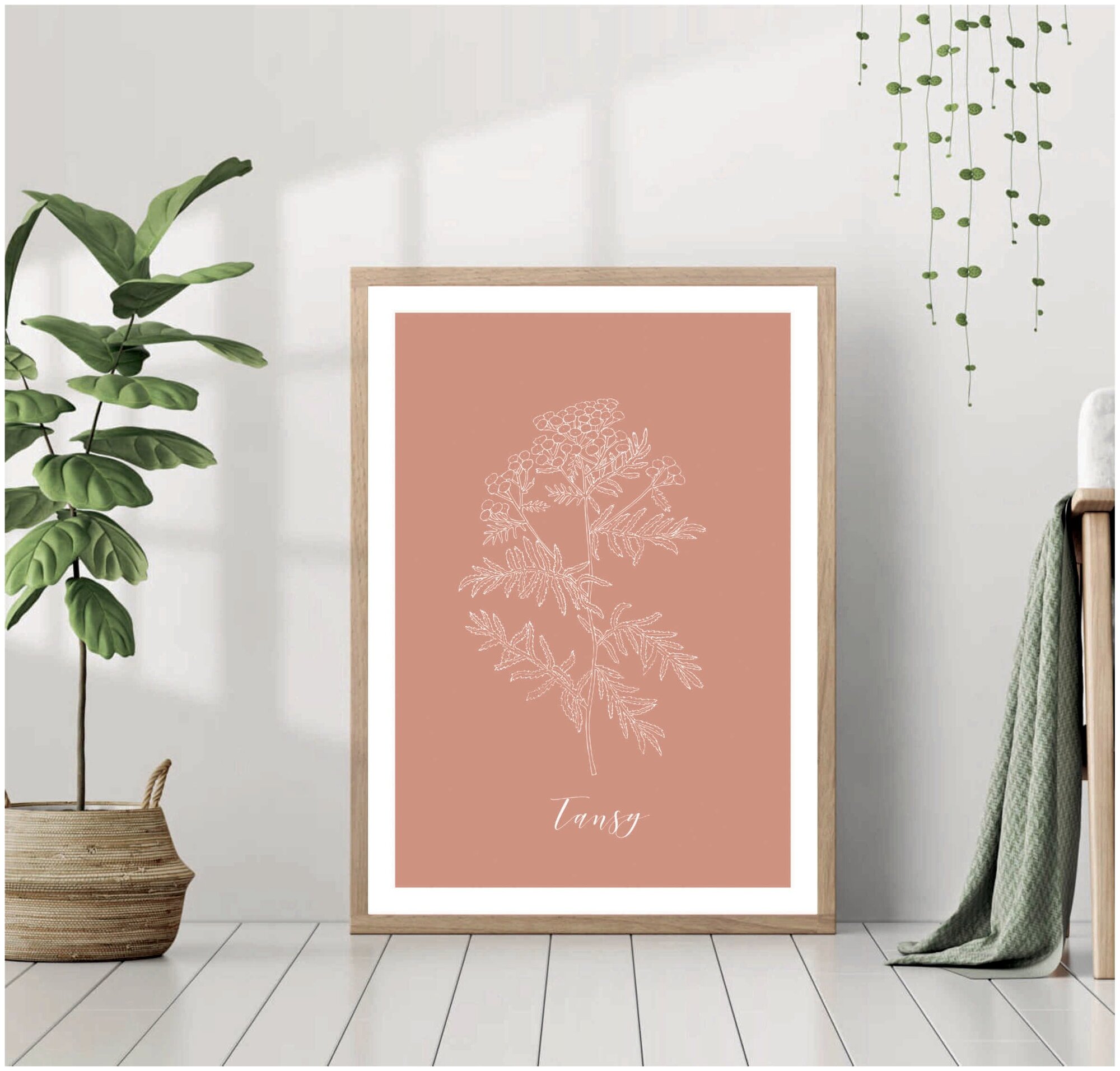 Постер "Пижма, рисунок мелом" без рамы 40x50 см на стену для интерьера