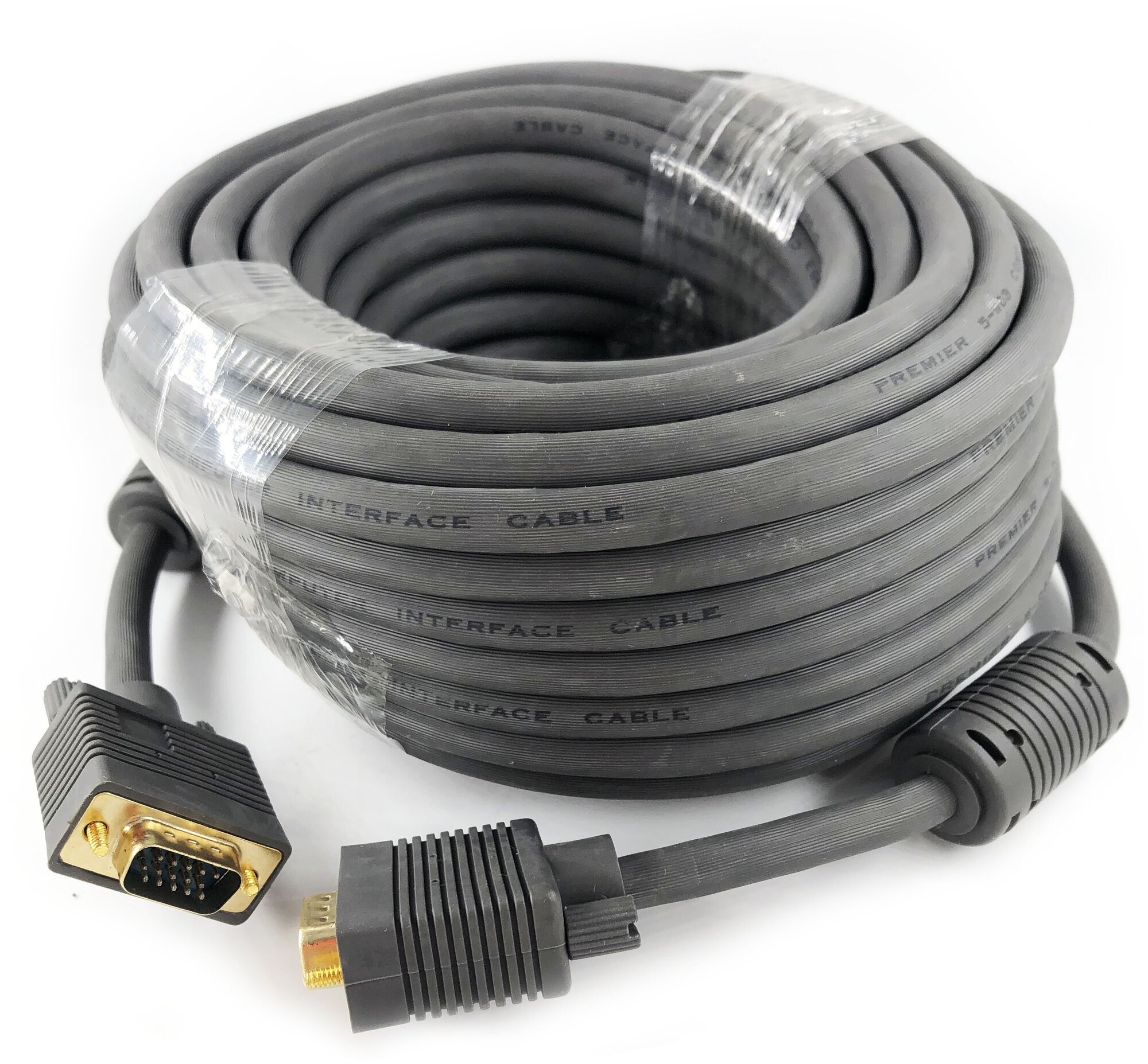 Шнур VGA HD 15 Pin штекер-HD 15 Pin штекер "позолоченный" OD8.0мм с ферритами 20.0метров