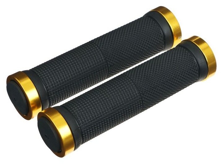 Грипсы ТероПром 7258192 Dream Bike 130 мм, lock on, 2 шт, посадочный диаметр 22,2 мм, цвет чёрный/золотистый, 7258192