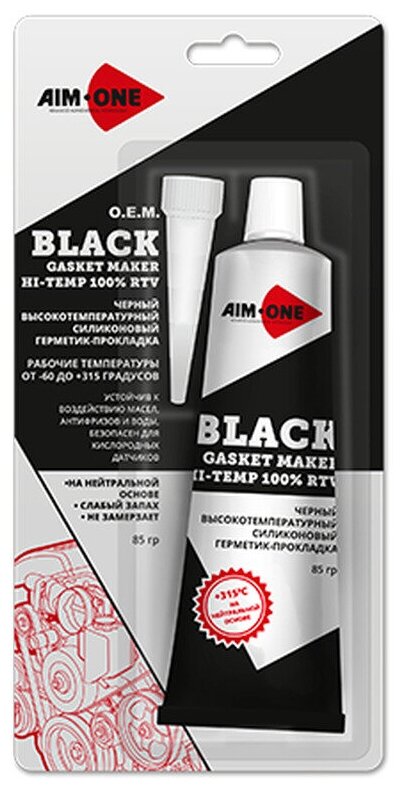 Герметик прокладок BLACK силиконовый (черный) 85г AIM-ONE