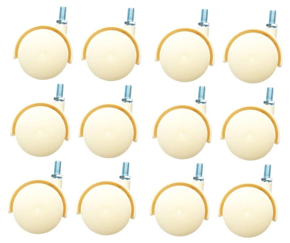 Колесная опора (штырь-М8 без стопора), D50 мм, беж (Комплект 12 шт)