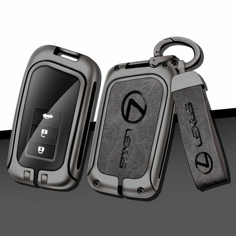 Чехол-брелок для автомобильного ключа Lexus NX LX RC F RX200T RX350 RX450HL металлический с пряжкой темно-серый