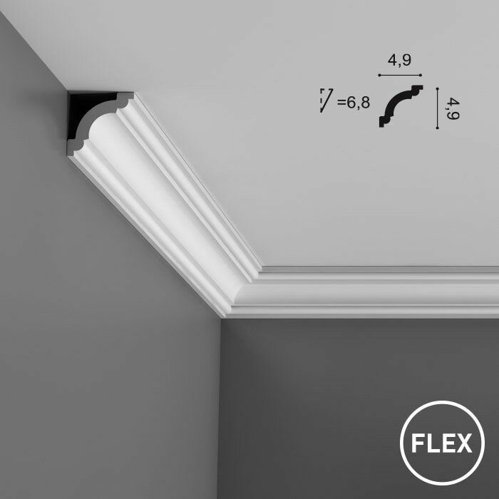 Карниз Гибкий Orac Decor CX124F Д200xШ4.9xВ4.9 см Лепнина из Дюрополимера / Орак Декор.