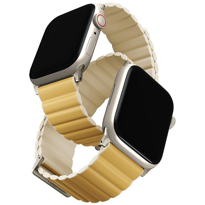 Ремешок Uniq Revix Premium Edition для Apple Watch 42/44/45/49 мм жёлтый / бежевый (45MM-REVPCYELIVY)