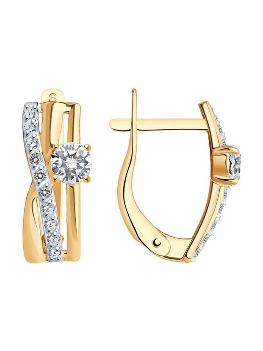 Серьги красное золото, 375 проба, фианит