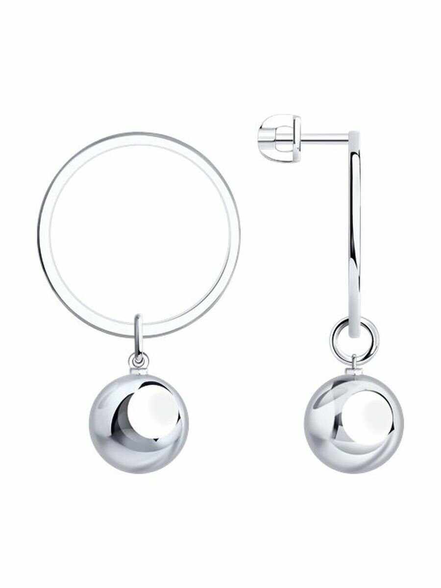 Серьги конго, серебро, 925 проба, родирование