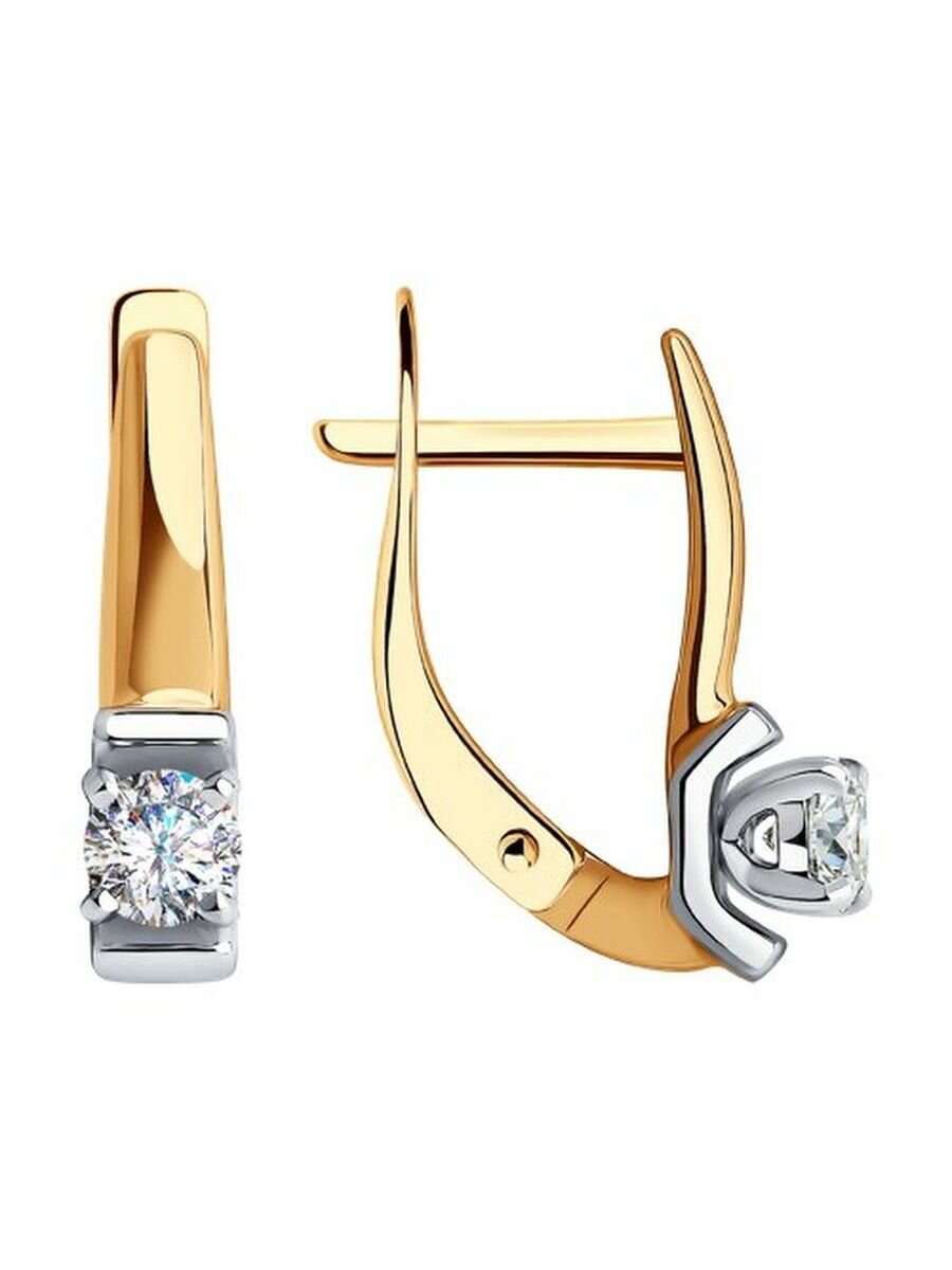 Серьги, красное золото, 375 проба, фианит