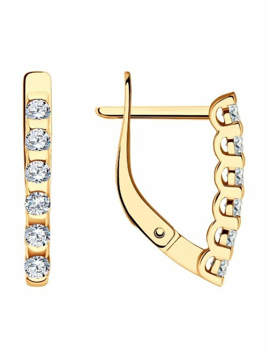 Серьги, красное золото, 585 проба, фианит