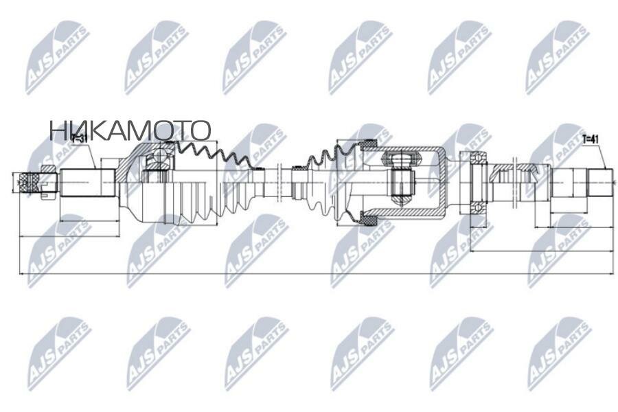 NTY NPWFR074 привод правый! 1092mm\ Ford Transit 2.2 TDCi 13>