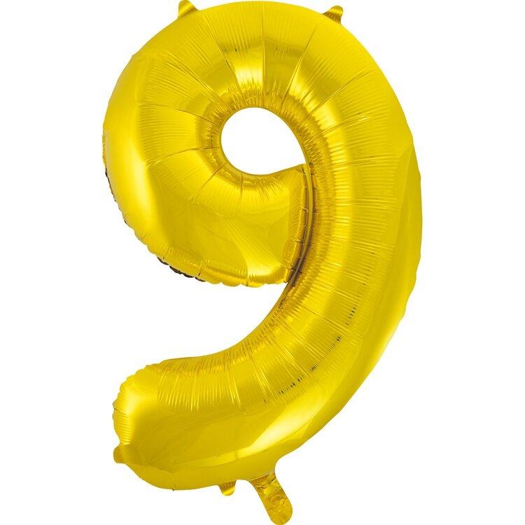 Фольгированная цифра "9", золотая, 40" (100 см)