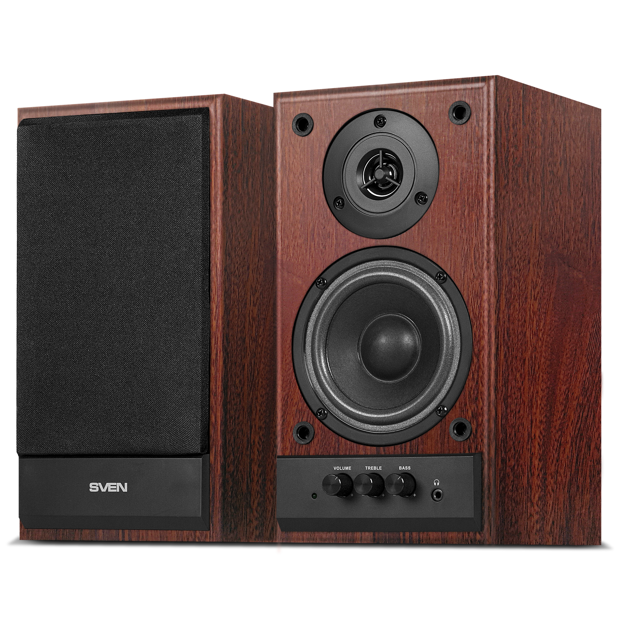 Акустика SVEN SPS-702 (орех, черный), с регуляторами громкости и тембра