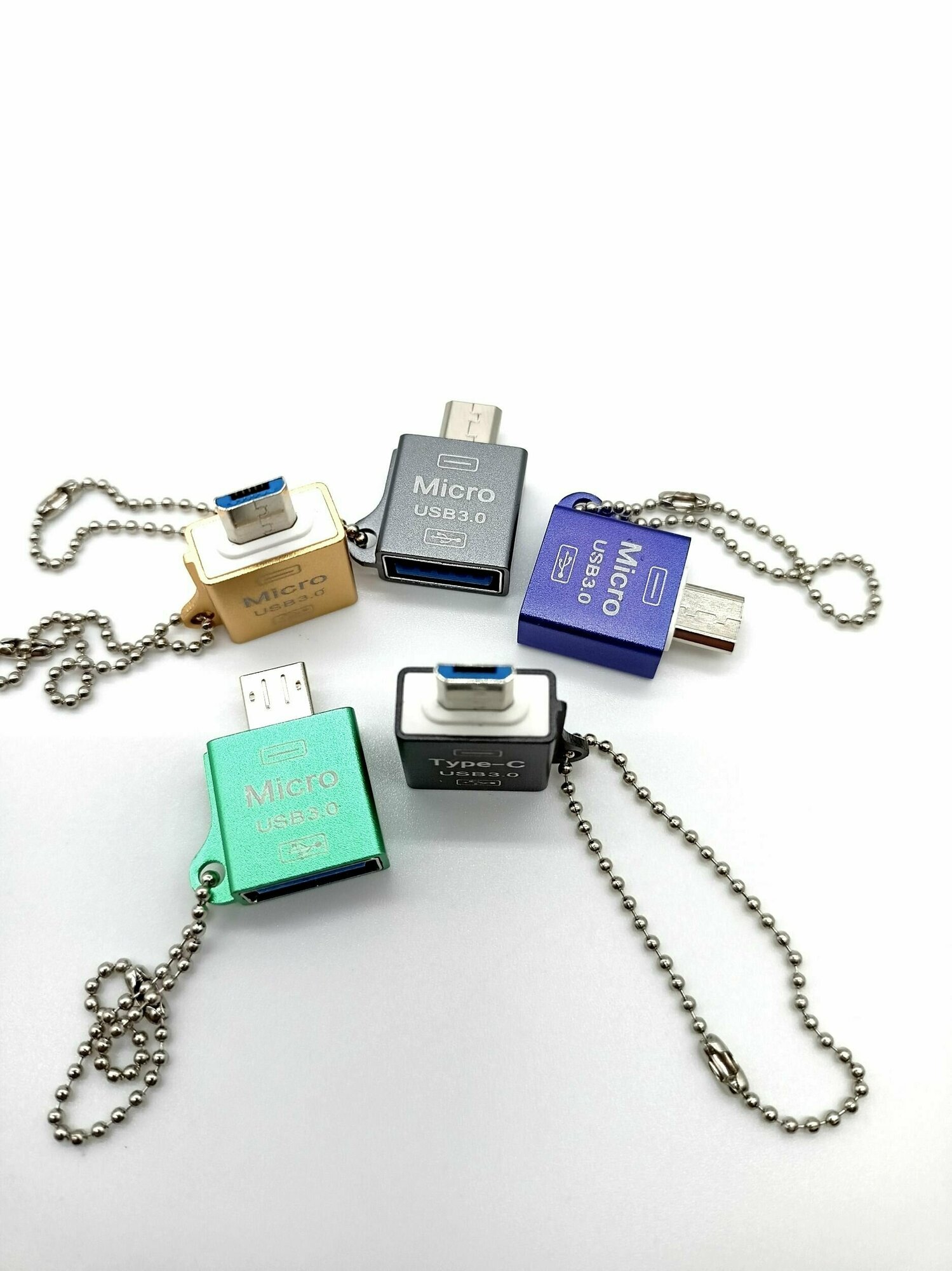 Адаптер USB - MicroUSB OTG MIX, 2.4А, алюминиевый, разноцветный — фото 1
