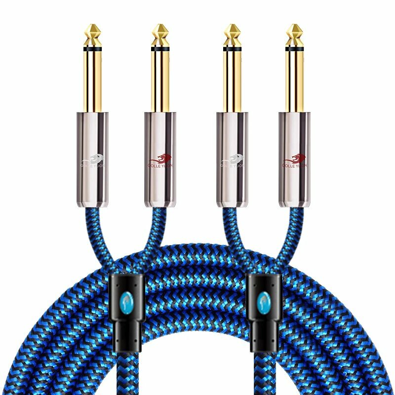 Аудиокабель GOLLE YLION линейный 1/4"-2х1/4" 2x6.35-2x6.35(Blue), 3 м