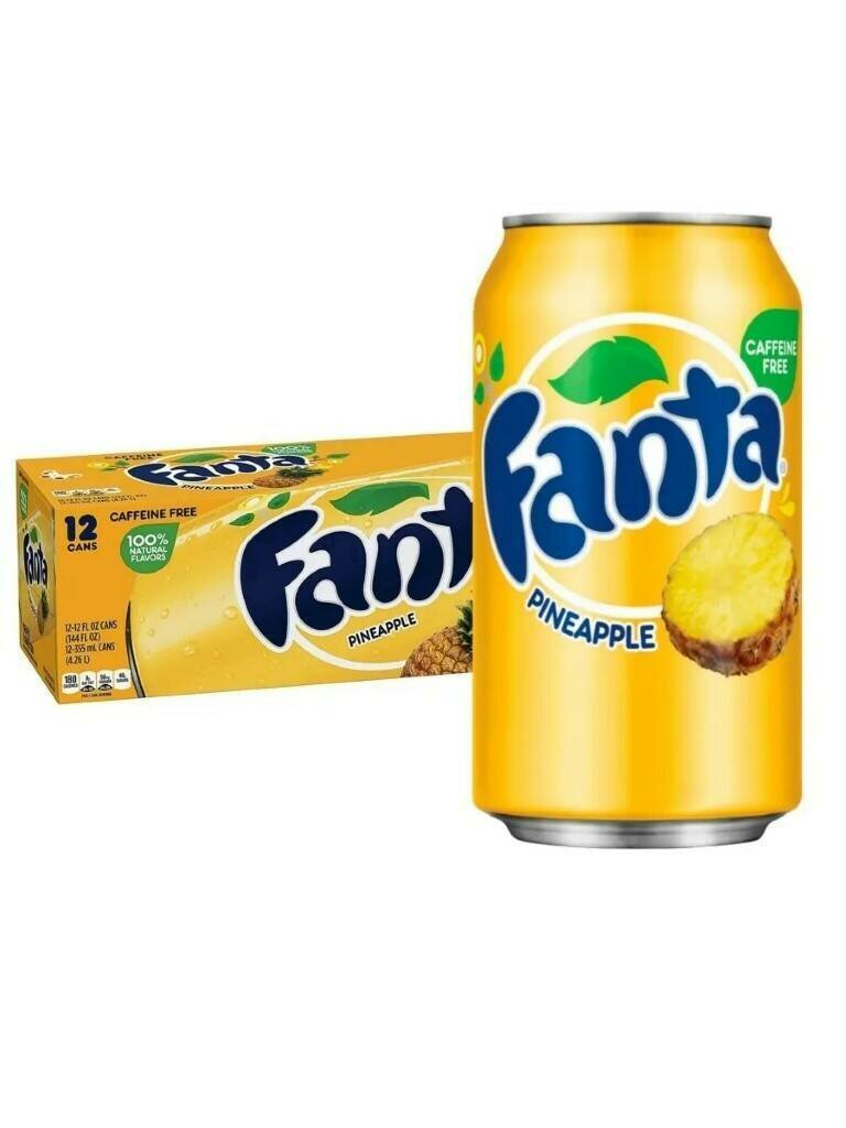Газированный напиток Fanta Pineapple (Фанта Ананас), 12 шт * 0,355 л, США