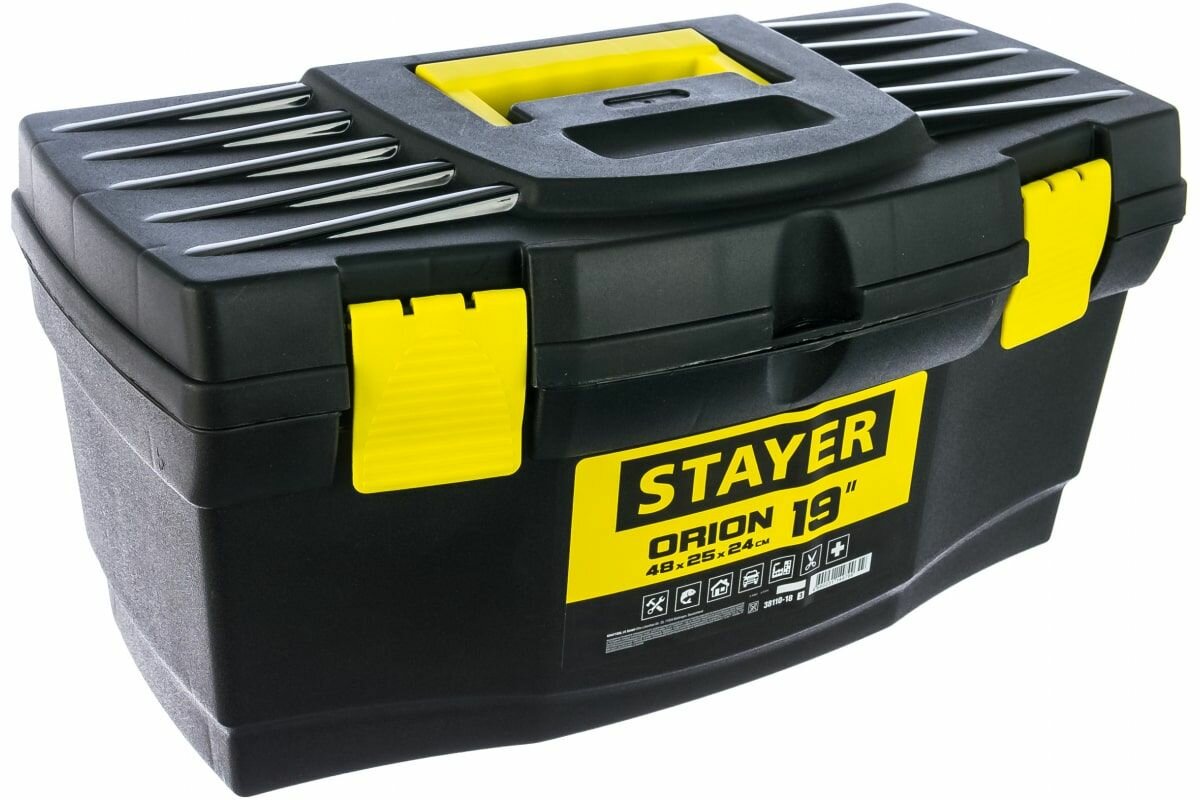 STAYER ORION-19, 480 х 250 х 240 мм, (19"), пластиковый ящик для инструментов (38110-18)