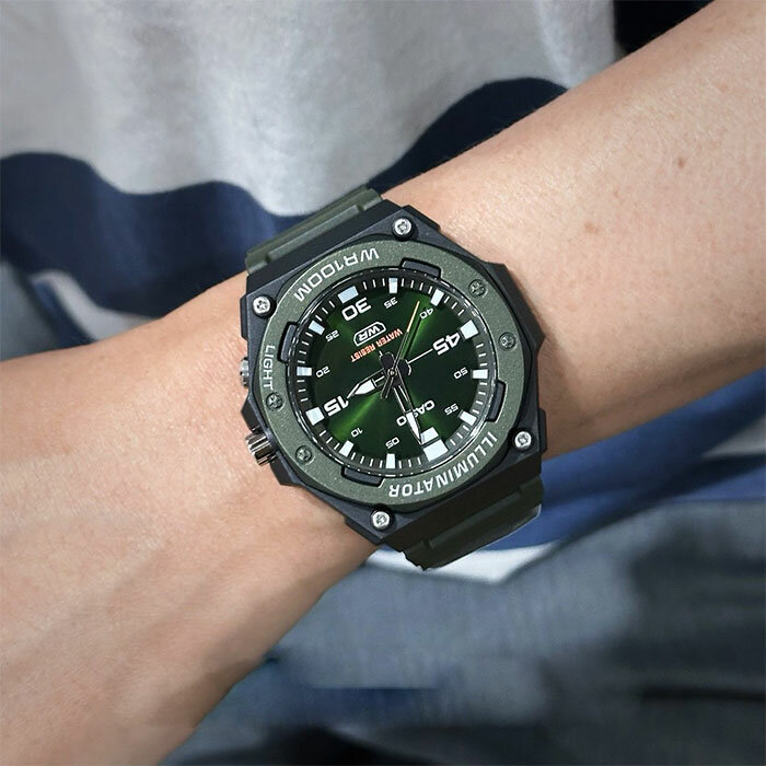 Наручные часы CASIO Collection, зеленый, хаки, черный — фото 1