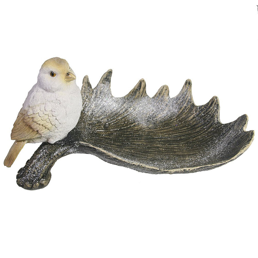 Декоративная подставка под мелочи Лосиный рог с птичкой (акрил), 28*15*14 см KSMR-713493/D059