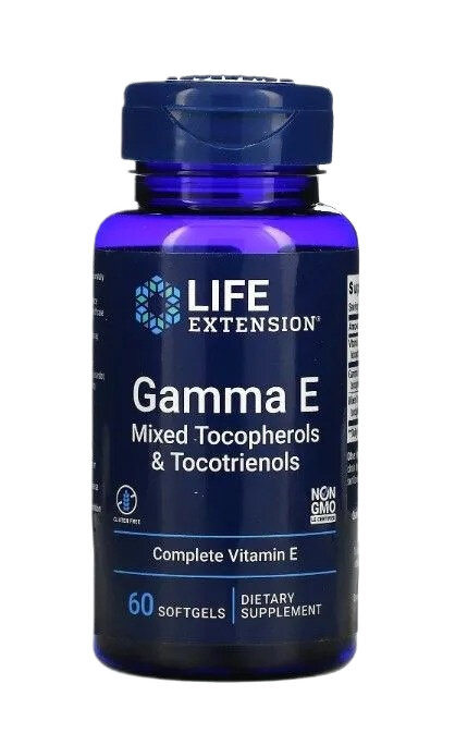 Витамин Е Life Extension Gamma E Mixed Tocopherols & tocotrinols, 60 мягких гелевых капсул